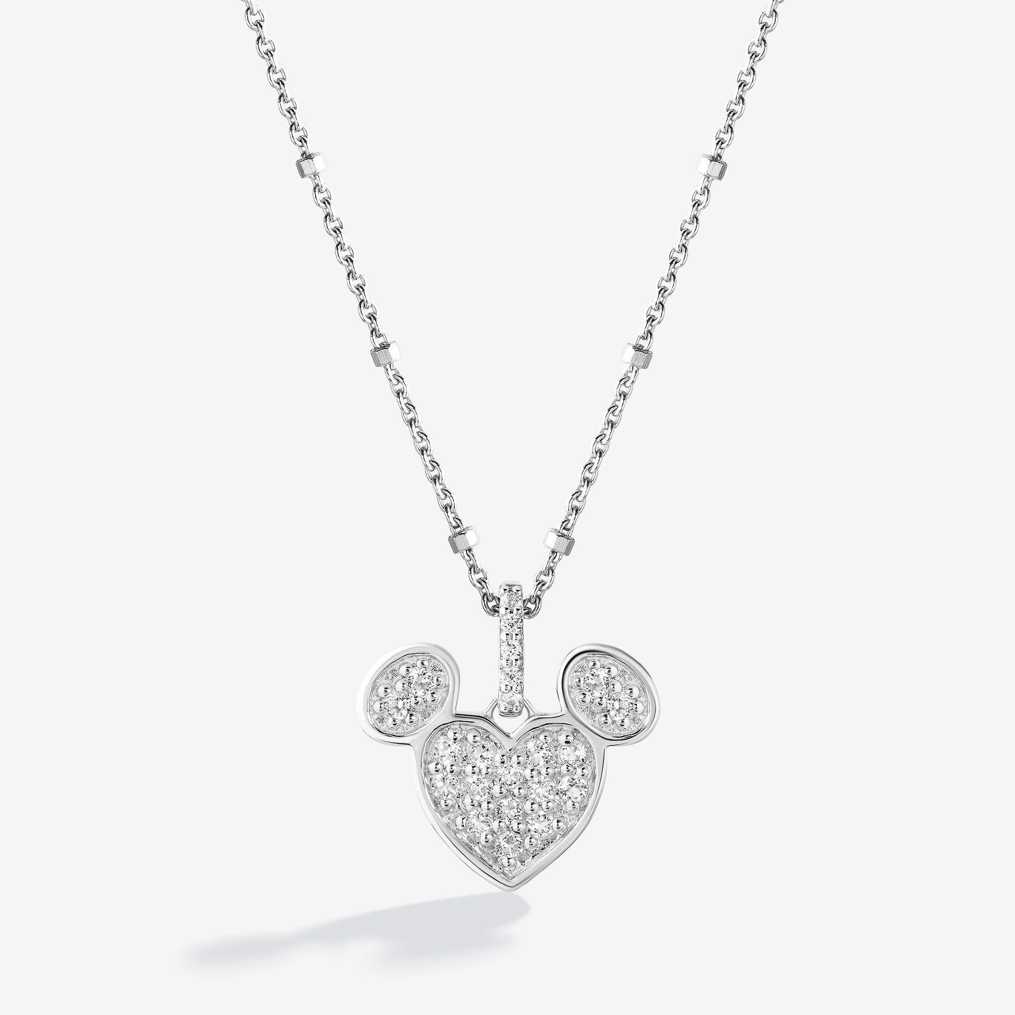 Disney Mickey Mouse Inspired White Topaz & Diamond Necklace Pendant 1/ ...