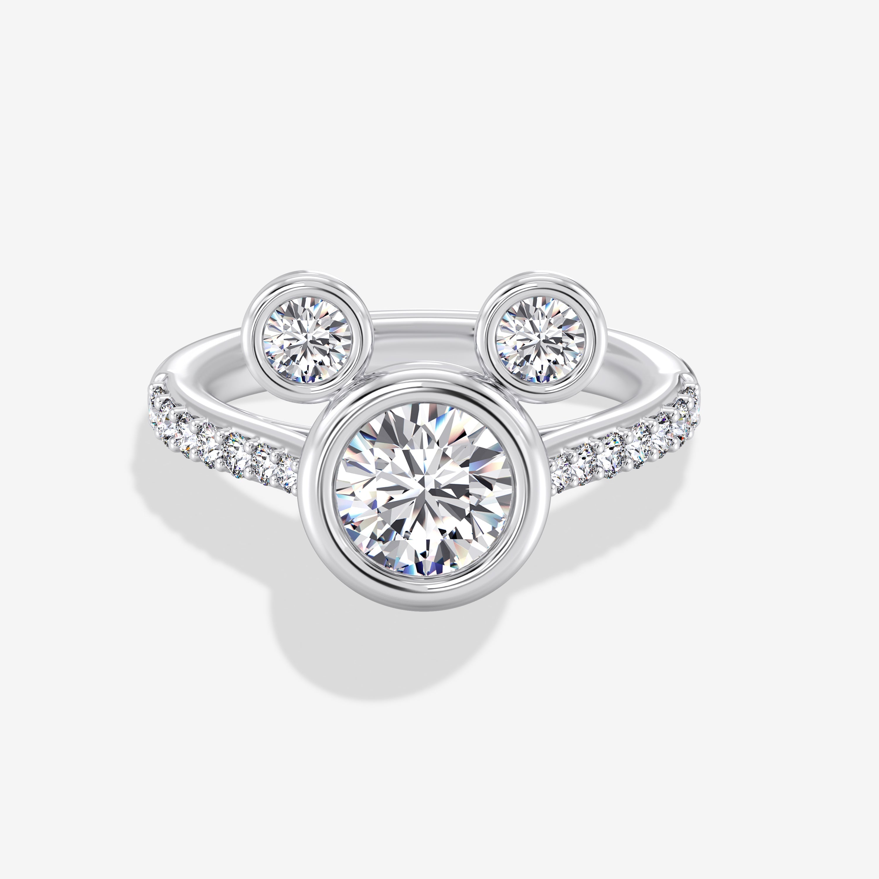Mickey Mouse Women's Engagement Ring with Lab Grown Diamonds in 14K Go ...