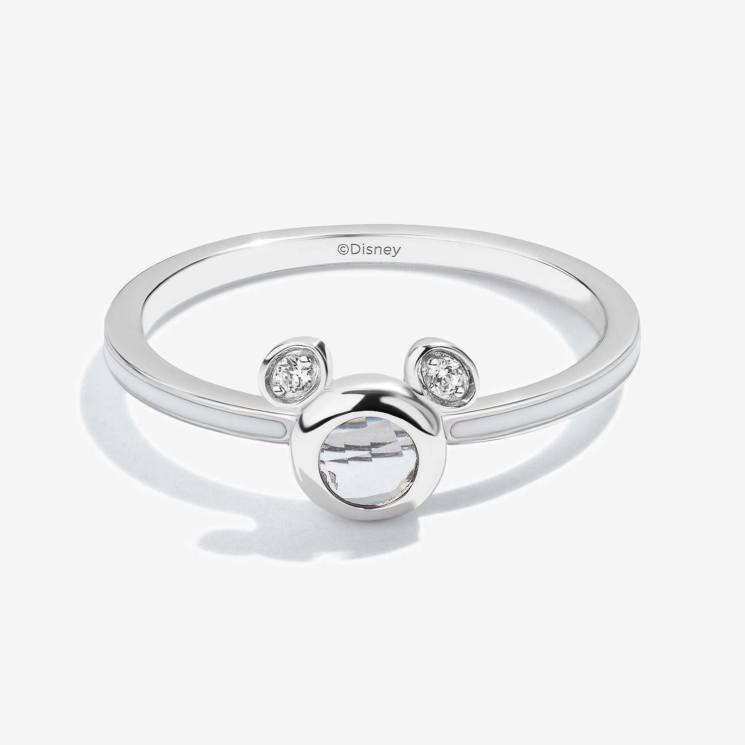 Disney Mickey Mouse Inspired Vanilla Ice White Topaz & Enamel Ring ...