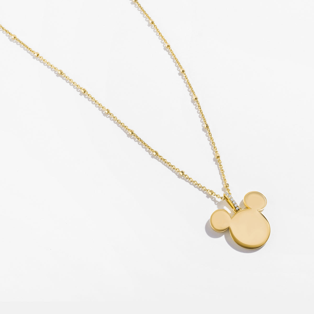 Disney Mickey Mouse Inspired Diamond Engravable Necklace in 14K Yellow ...