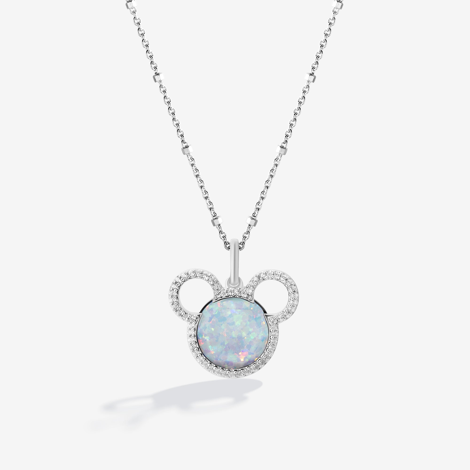 Disney Mickey Mouse Inspired Created Opal & Diamond Necklace 1/6 CTTW ...
