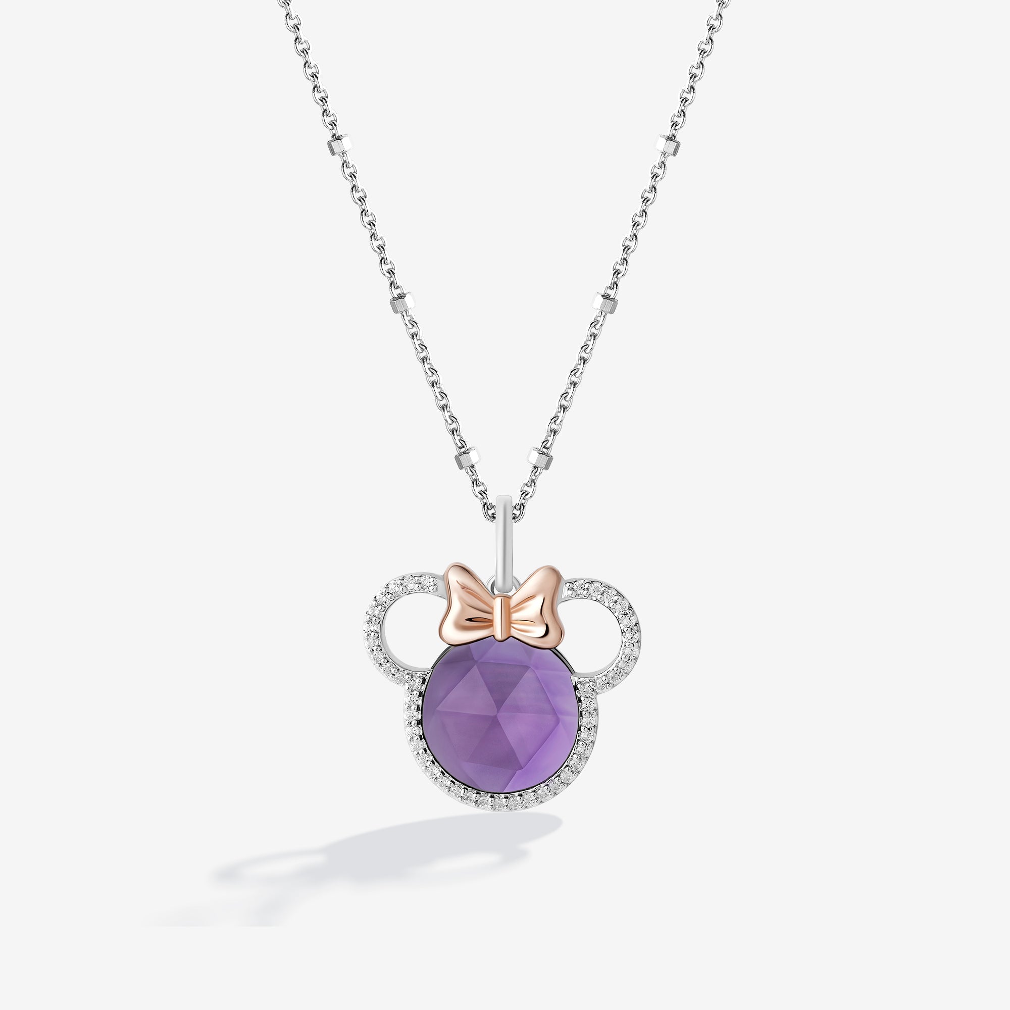 Disney Minnie Mouse Inspired Amethyst & Diamond Necklace 1/6 CTTW ...