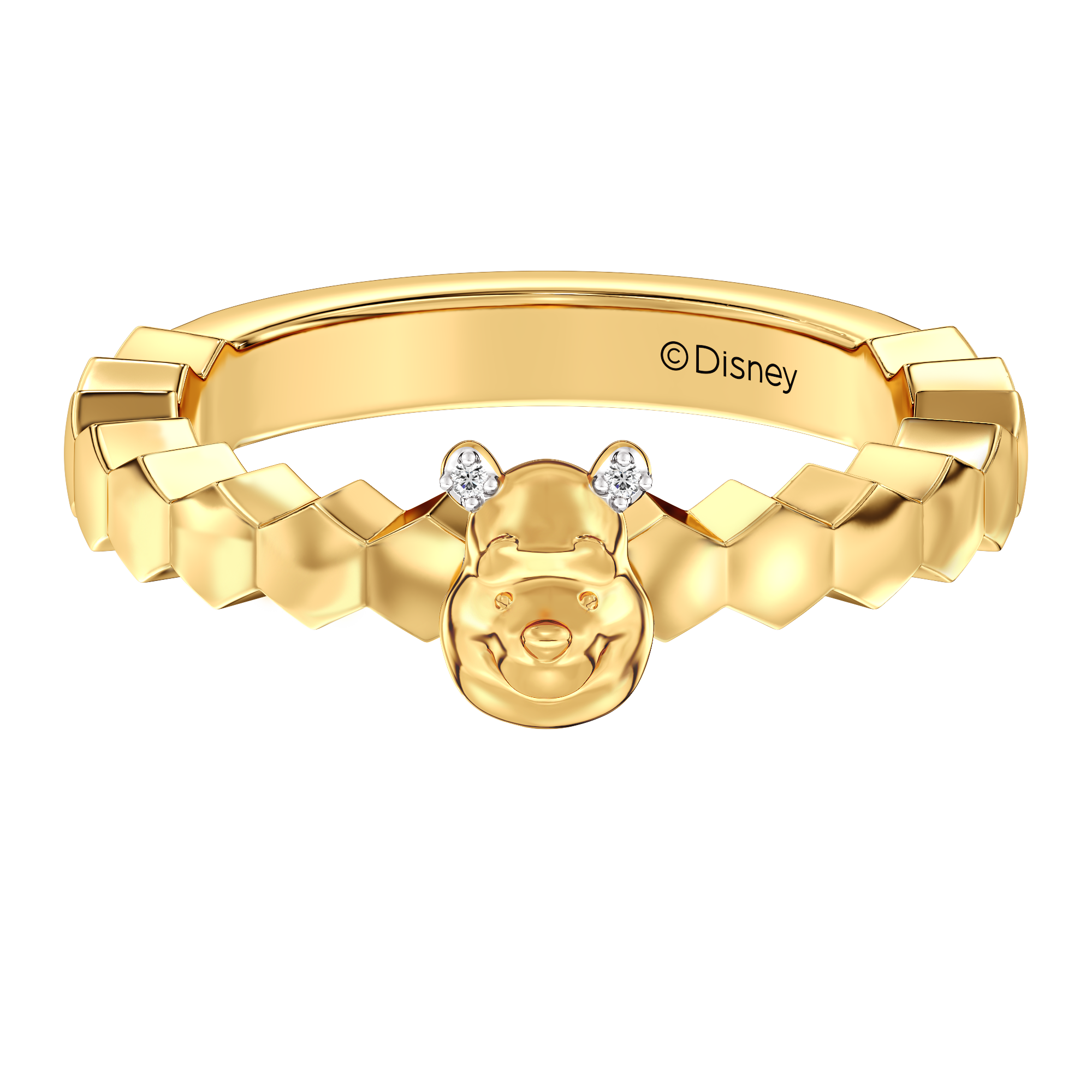 Disney Winnie the Pooh Inspired Honeycomb Stackable Ring in 14K Yellow ...