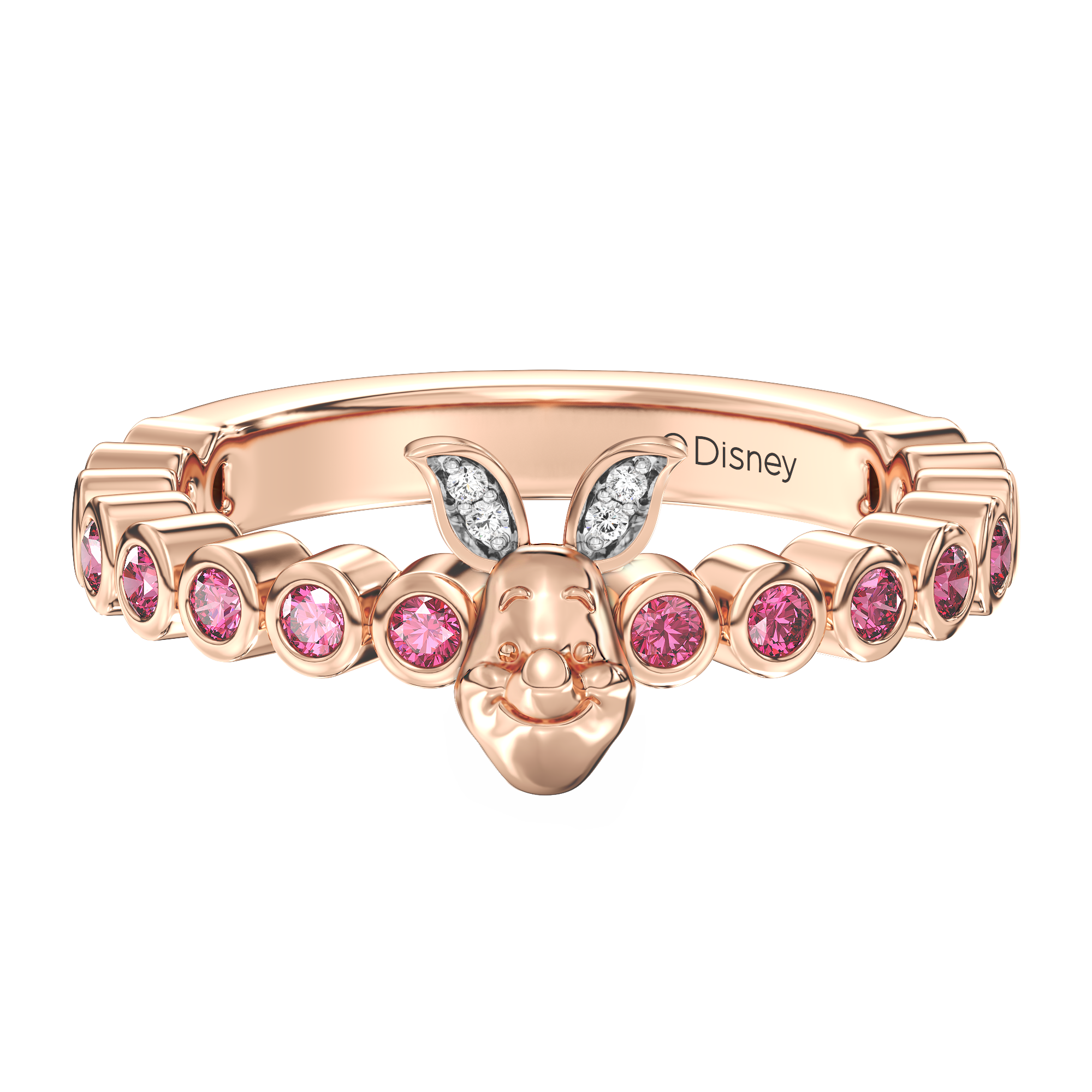 Disney Piglet Inspired Bezeled Pink Sapphire Stackable Ring 14K Rose ...
